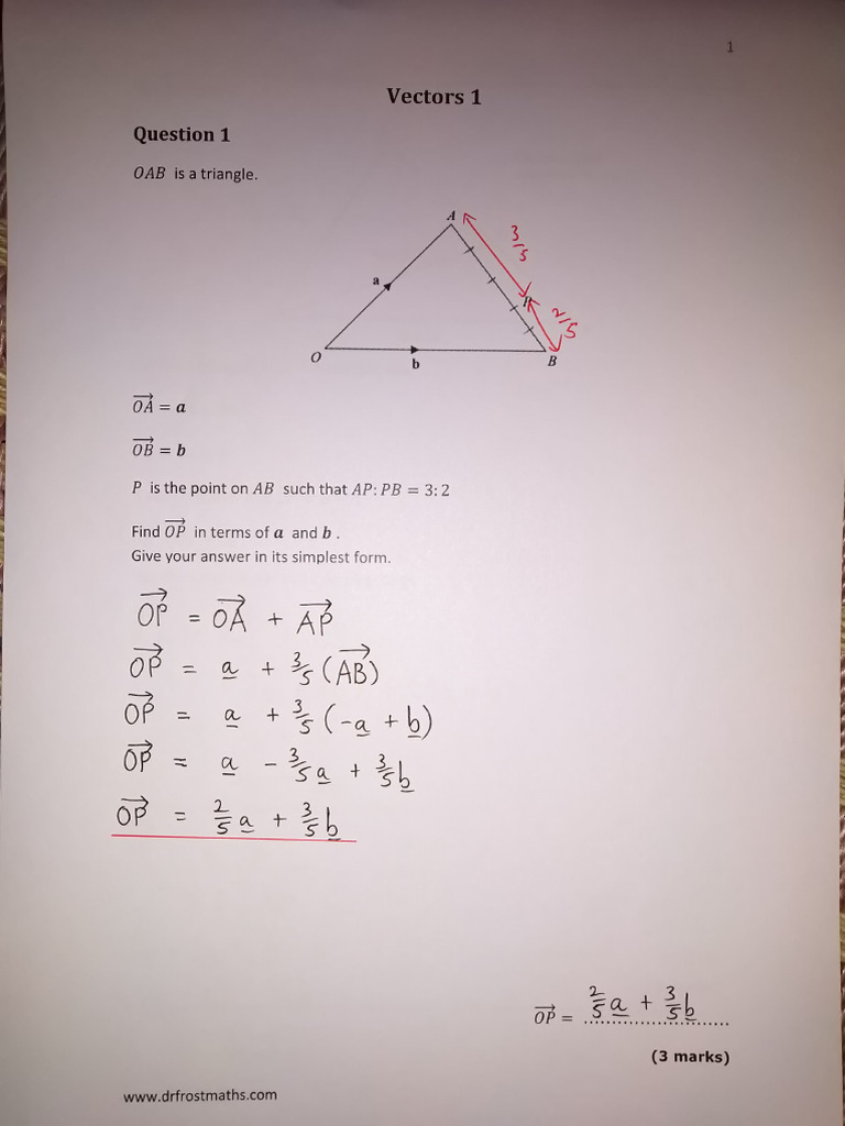 Vectors 1 DrFrost My Solutions | PDF | Mathematical Objects ...