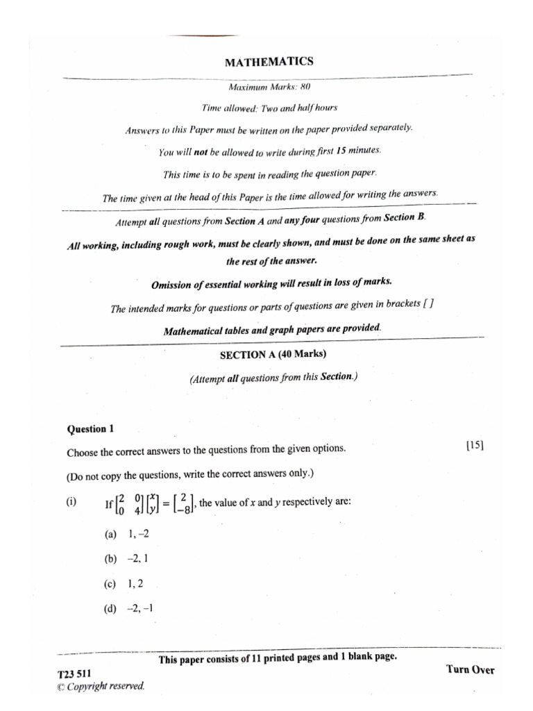 Open ICSE Mathematics Paper and Solution | PDF | Euclidean Geometry | Elementary Geometry