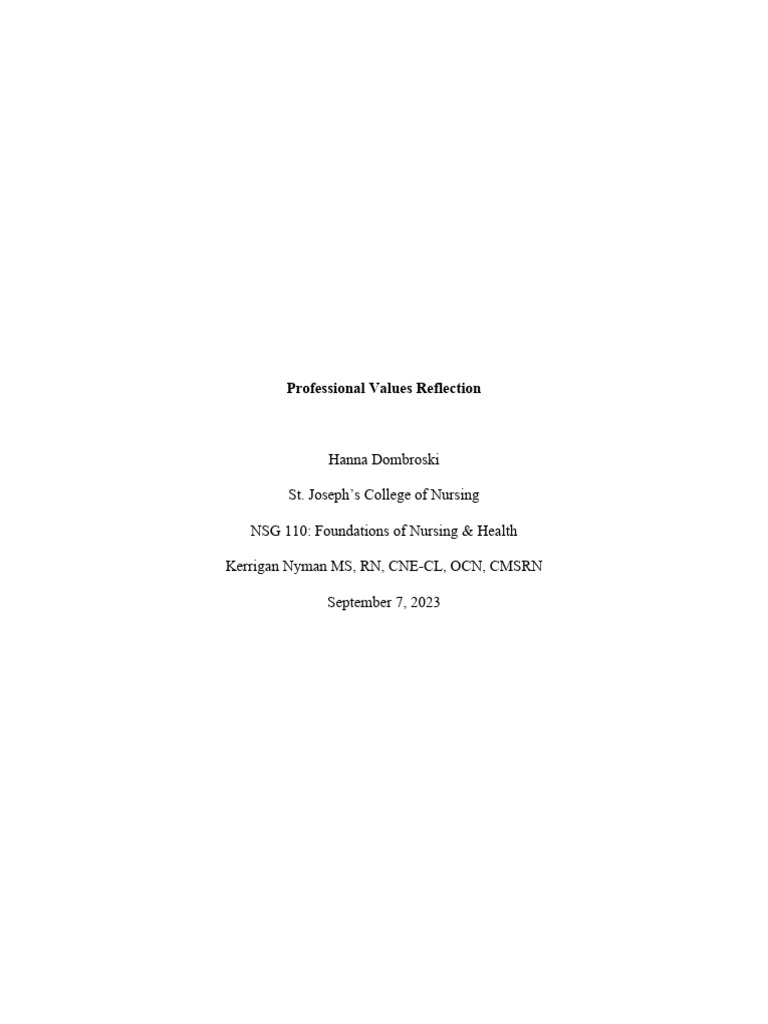 Professional Values Reflection | PDF