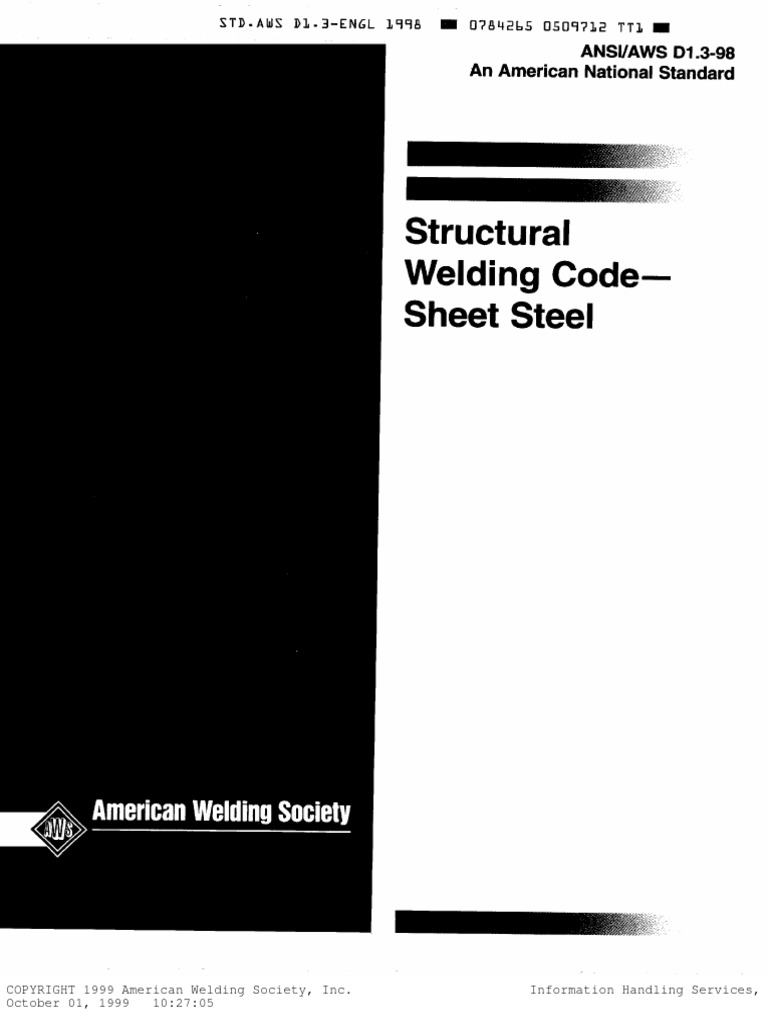AWS D1.3-1998 Structural Welding Code - Sheet Steel | PDF