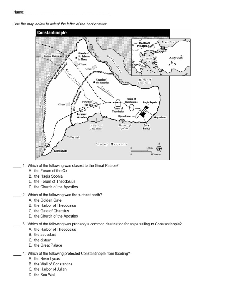 04 - Byzantine Empire Quiz and KEY | PDF | Byzantine Empire