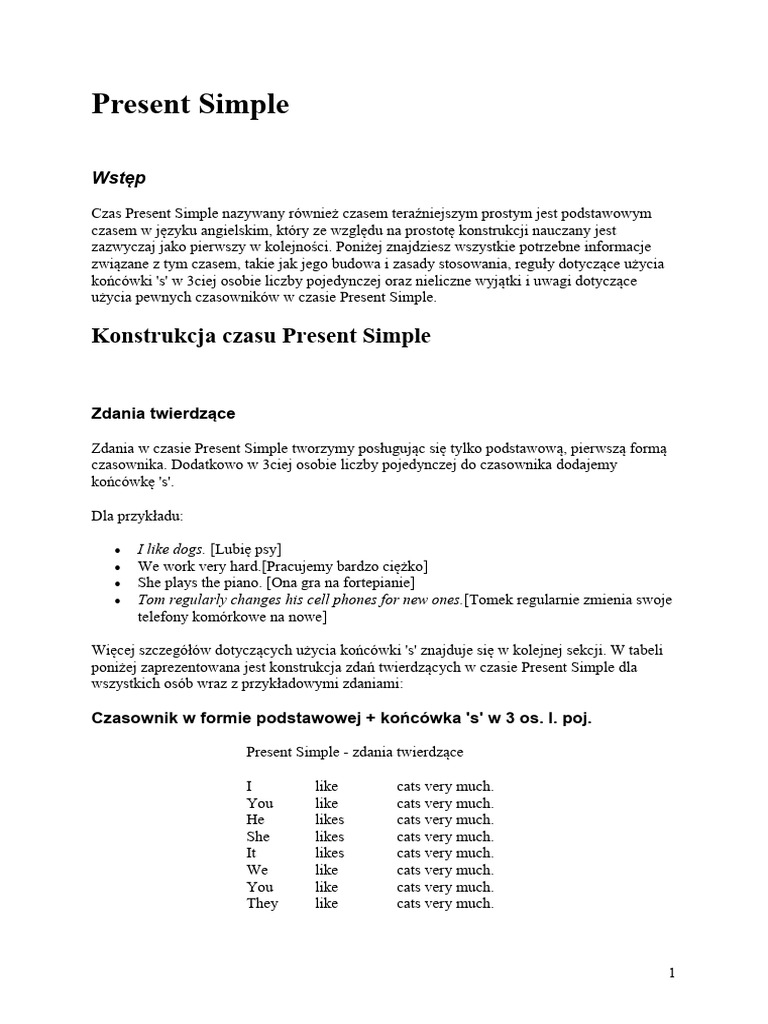 Present Simple Present Continuous | PDF