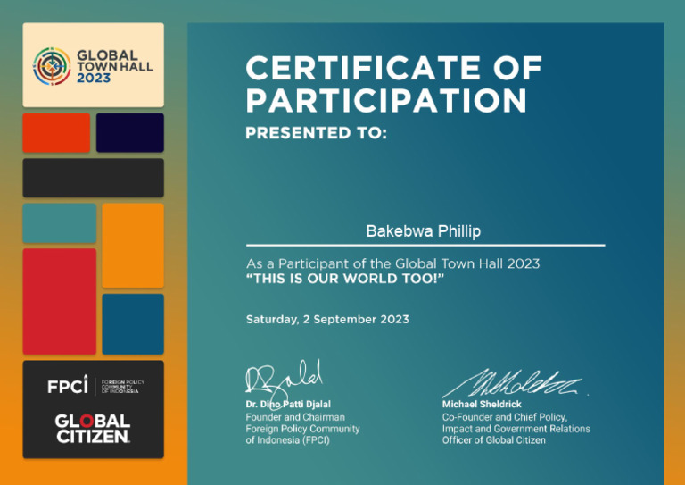 Global Town Hall 2023 - Certificate of Participation | PDF