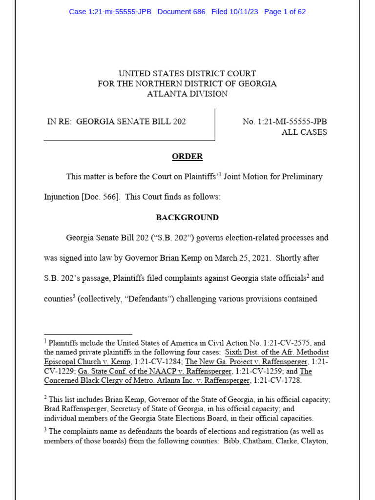 SB 202 Order Denying Prelim Injunction | PDF