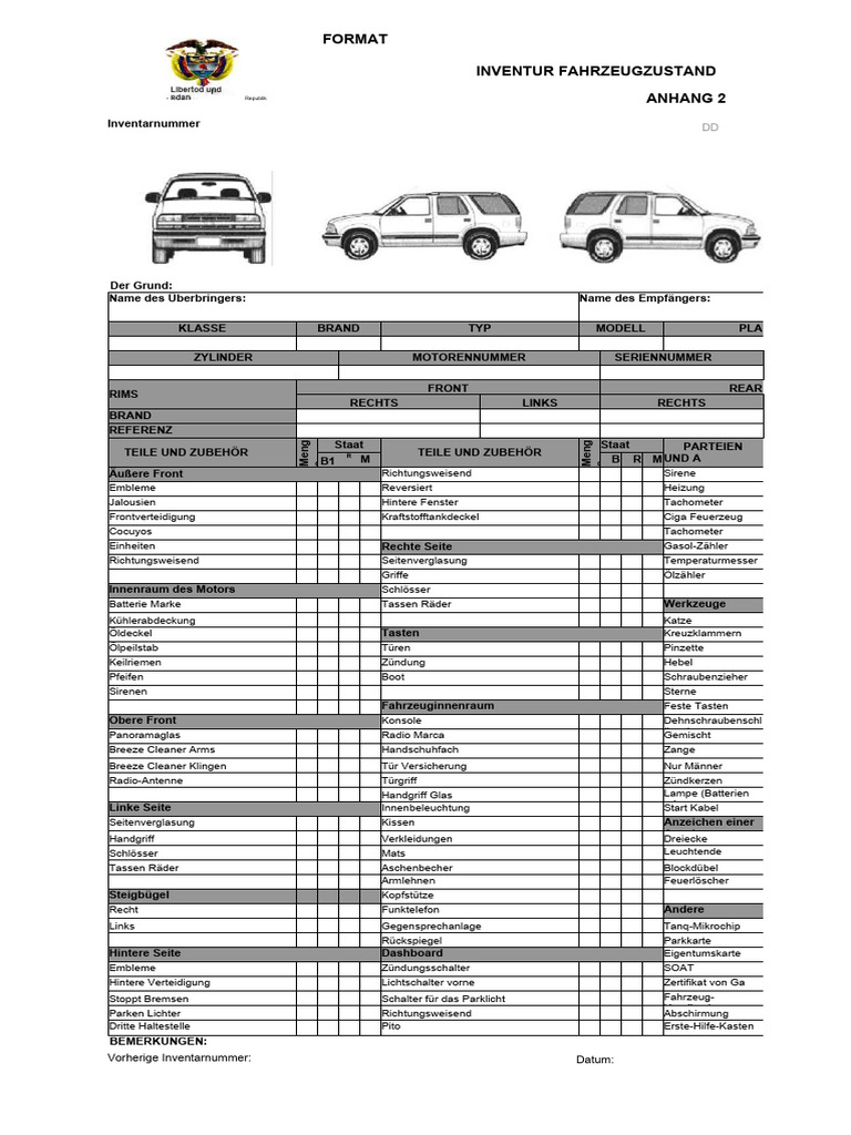 Physical Inventory Format Vehicles | PDF