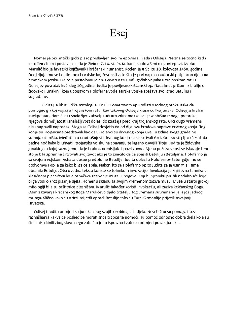Esej Odiseja Judita | PDF