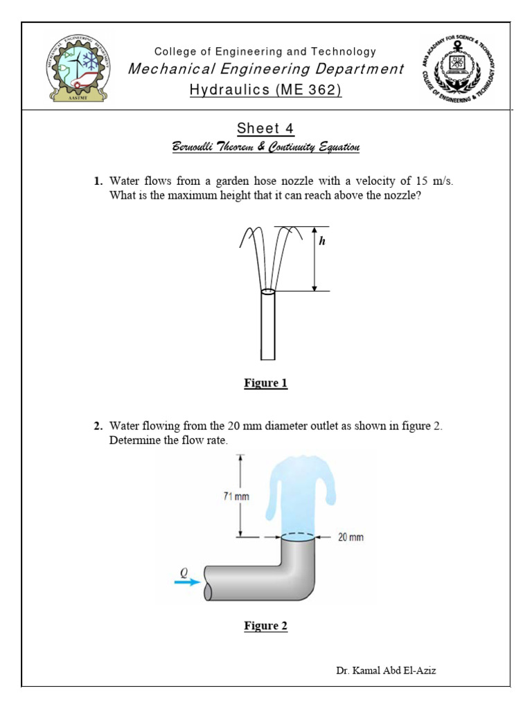 Sheet 4 | PDF | Fluid Dynamics | Flow Measurement