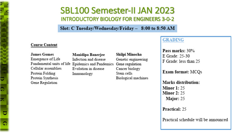 SBL100 - Course Contents | PDF