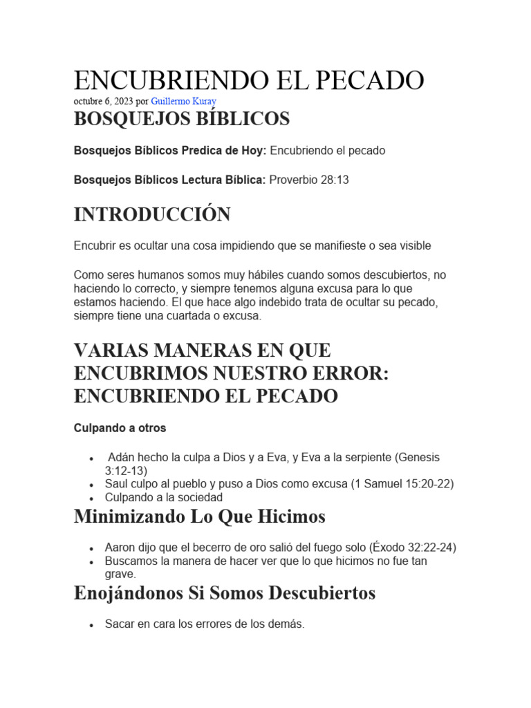 Encubriendo El Pecado | PDF | Pecado | Perdón