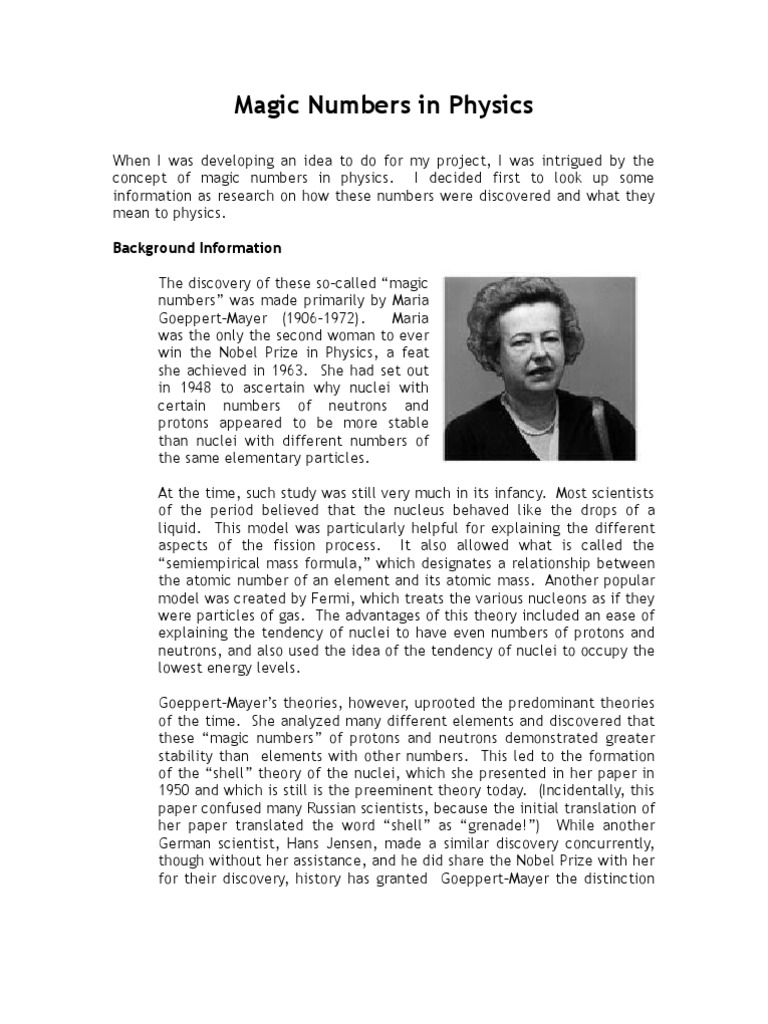 Understanding Magic Numbers in Physics | PDF | Atomic Nucleus | Neutron