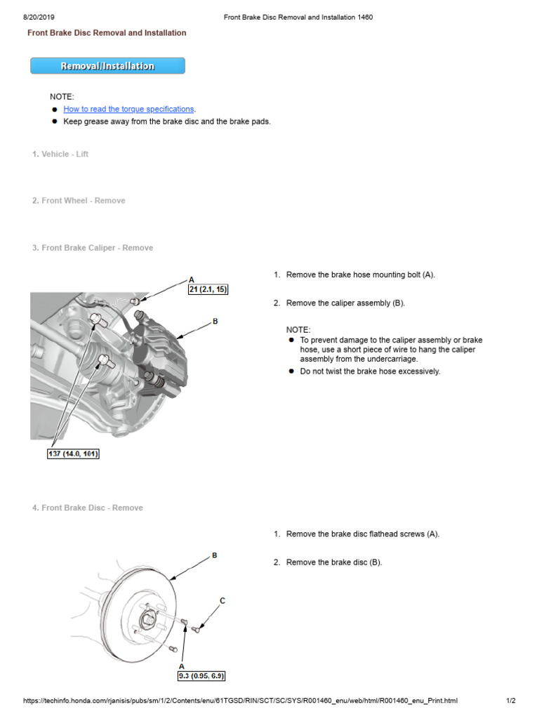 Front Brake Disc Installation Guide Pdf Vehicles Equipment