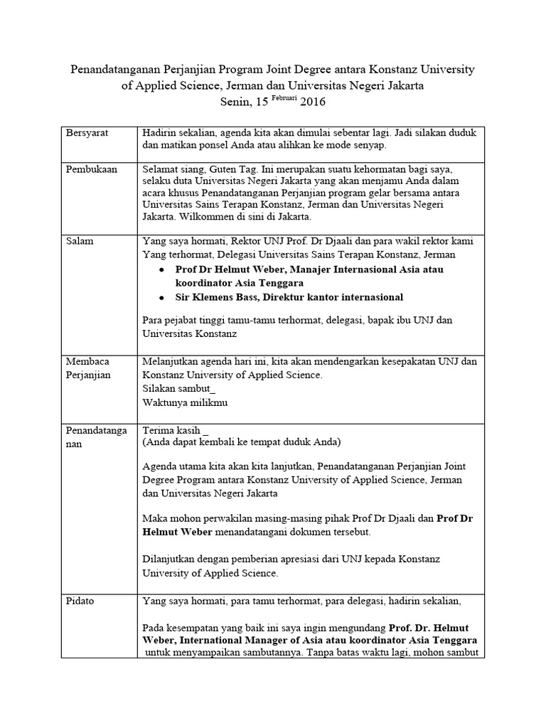 Naskah MC Bahasa Inggris MOU | PDF