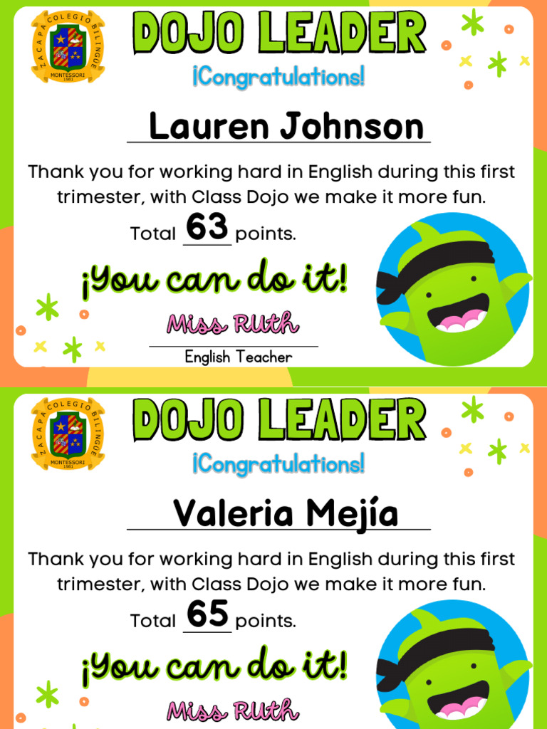 Class Dojo Diploma de I Trimestre | PDF