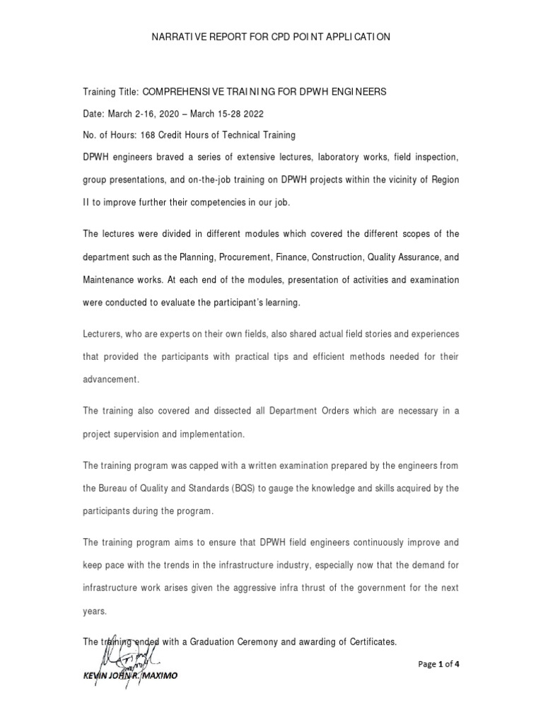 PRC Narrative Report | PDF