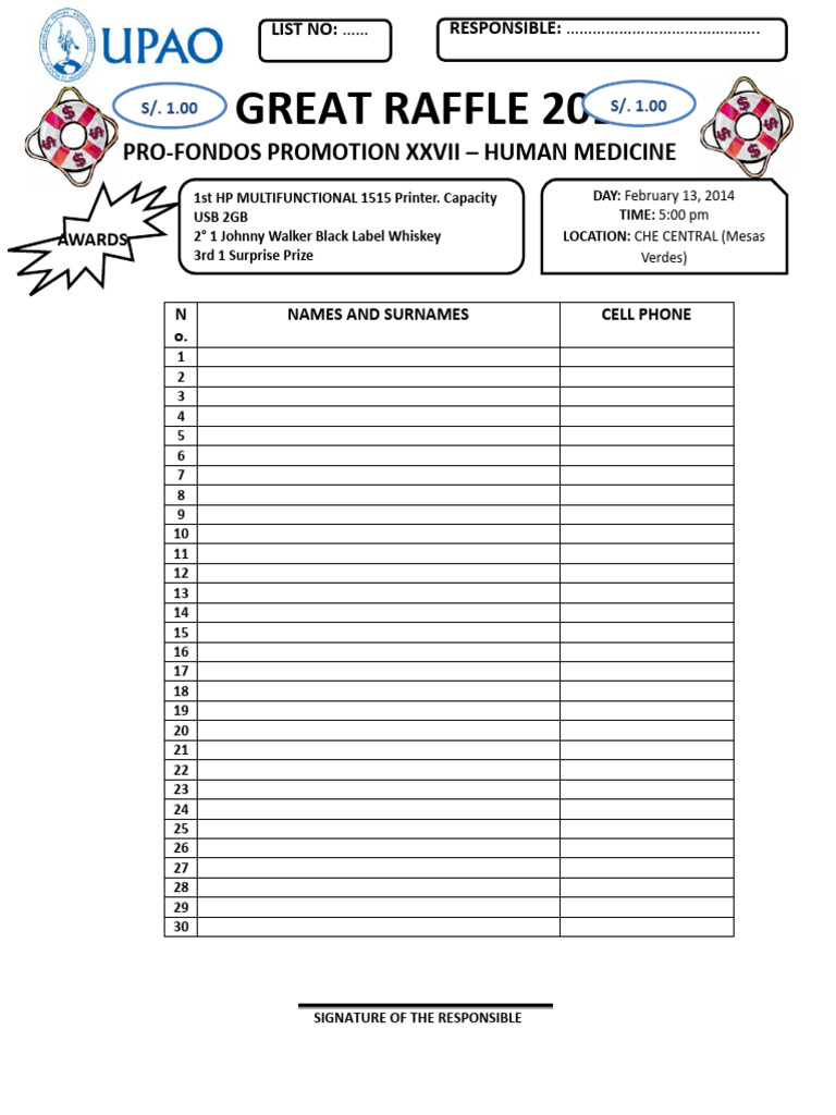 RAFFLE List Format | PDF