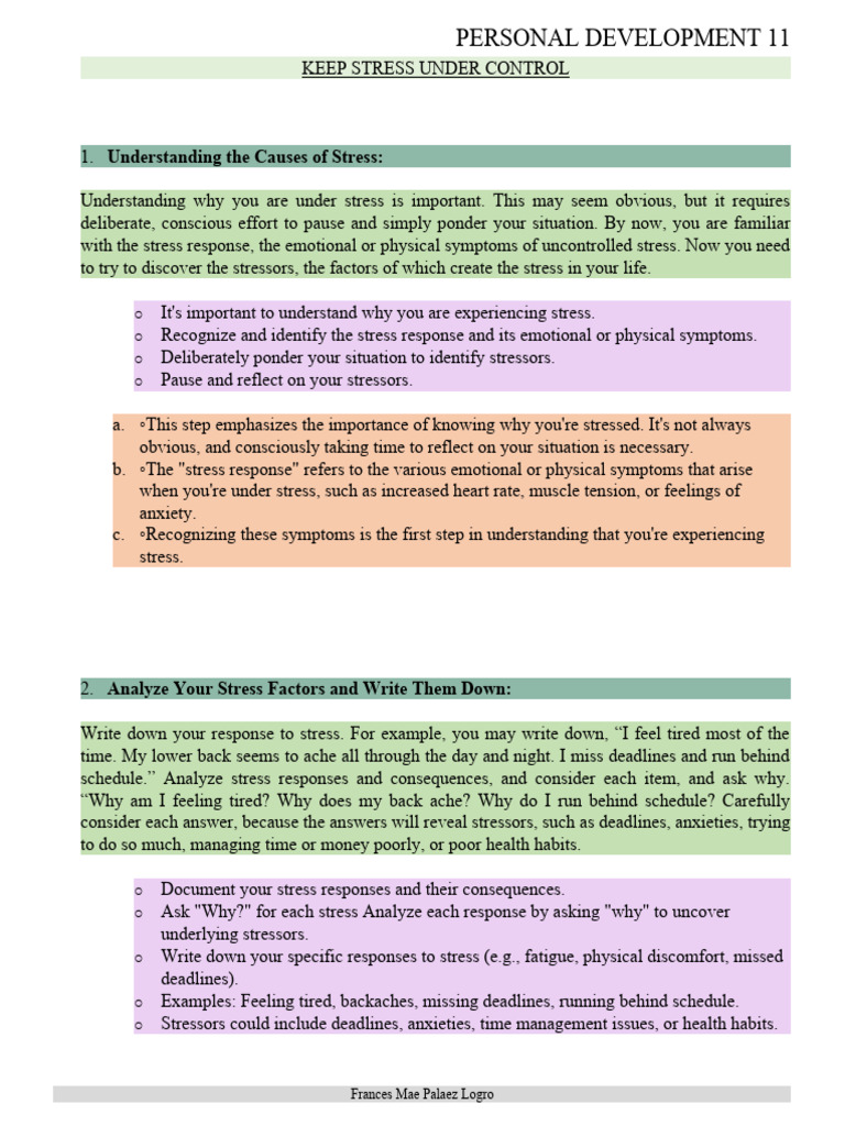 Keep Stress Under Control | PDF | Stress (Biology) | Relaxation ...