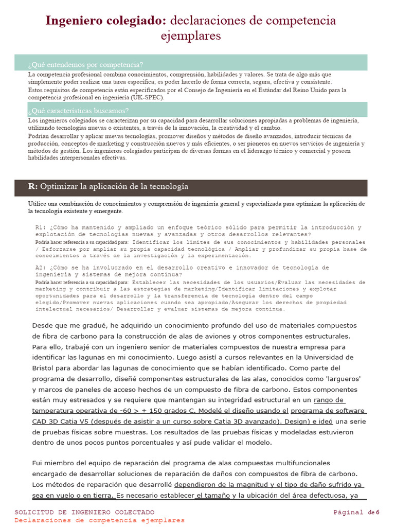 Ejemplos de Competencia CEng | PDF | Ingeniería | Calidad (comercial)