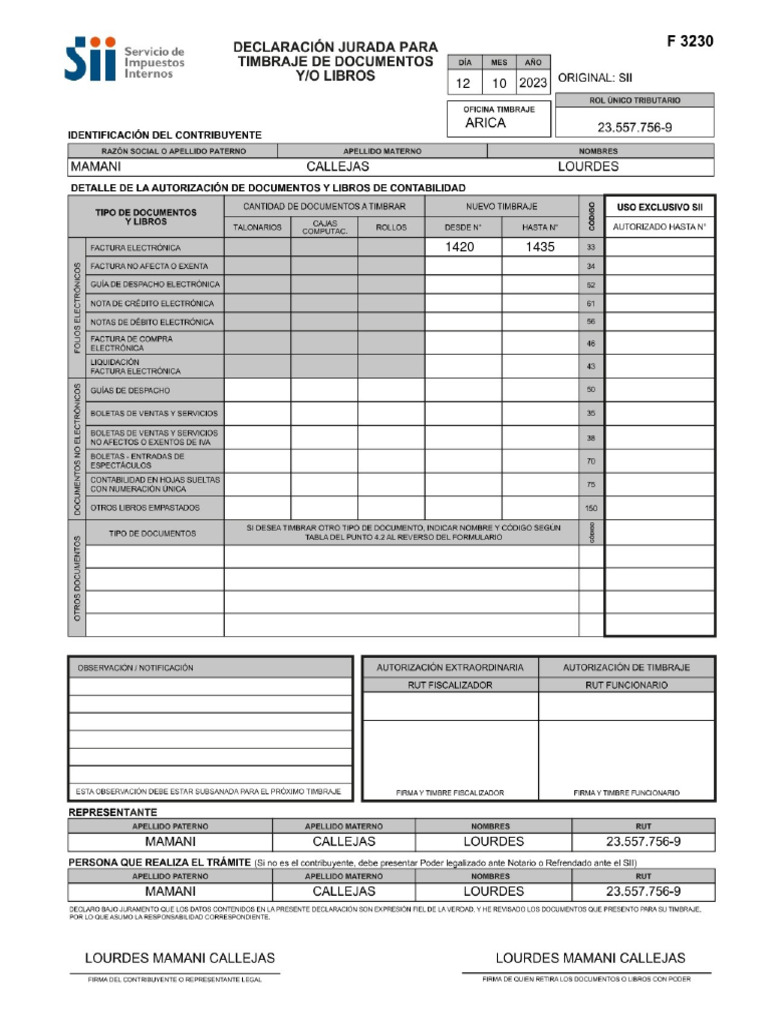 Formulario 3230 | PDF