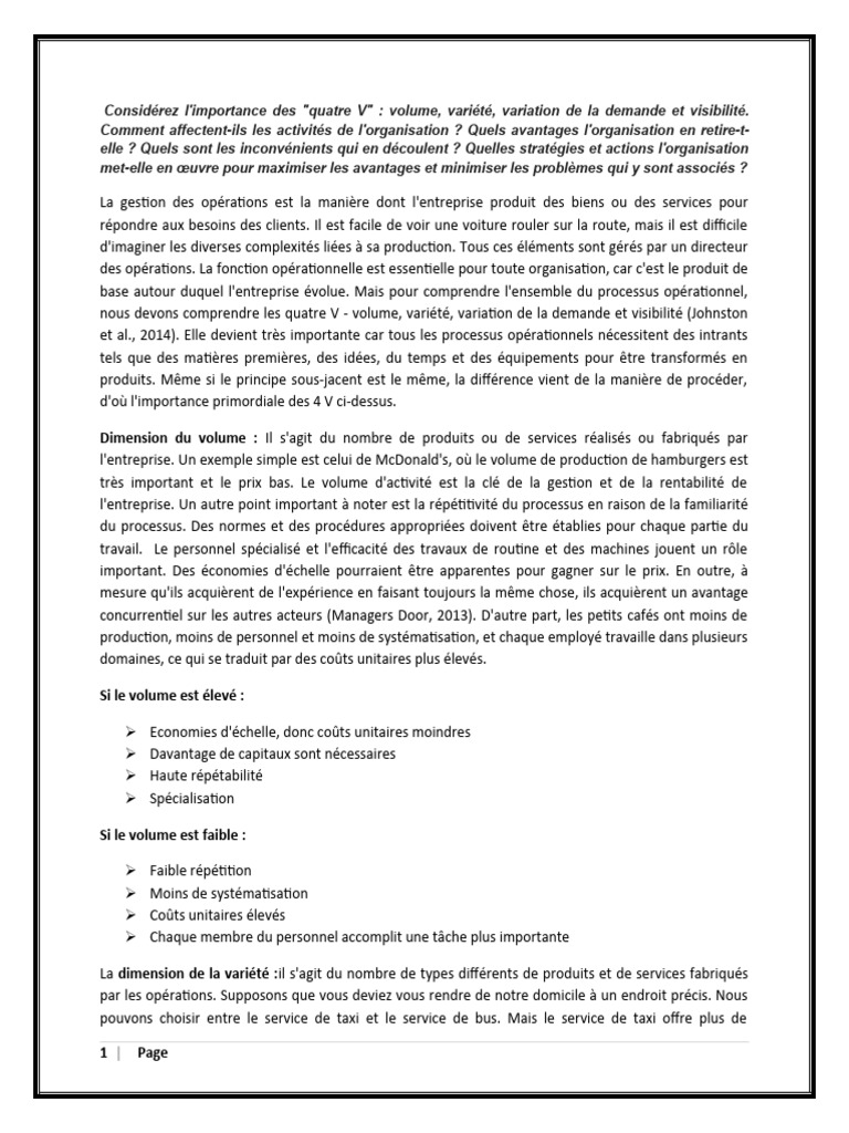 Impact des 4 V en gestion opérationnelle | PDF | Planification ...