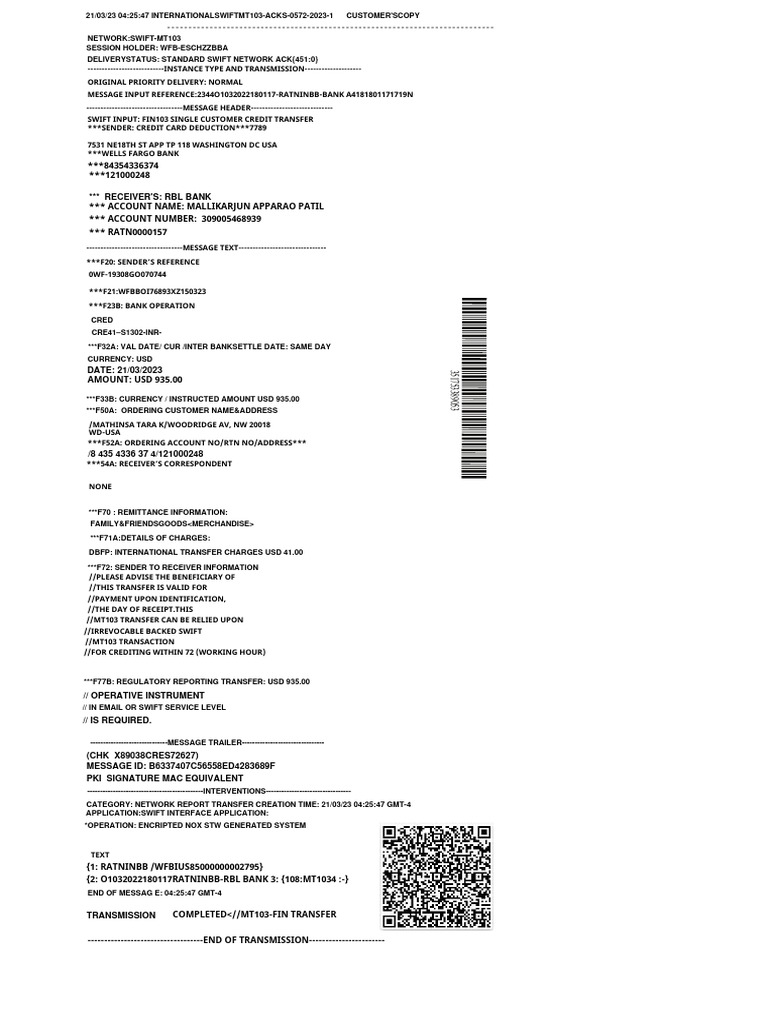 Interbank SWIFT Transfer | PDF | Service Industries | Banking Technology