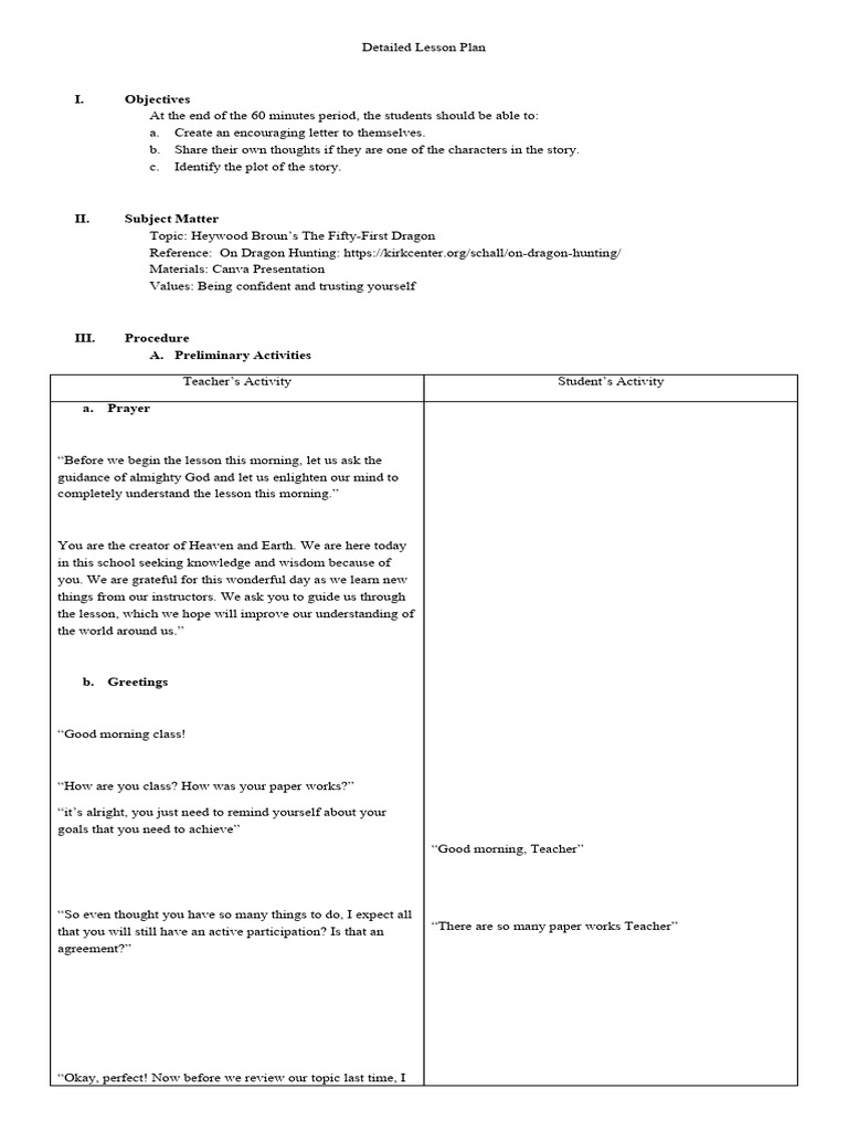 Lesson Plan - The 51ST Dragon | PDF | Lesson Plan | Teachers