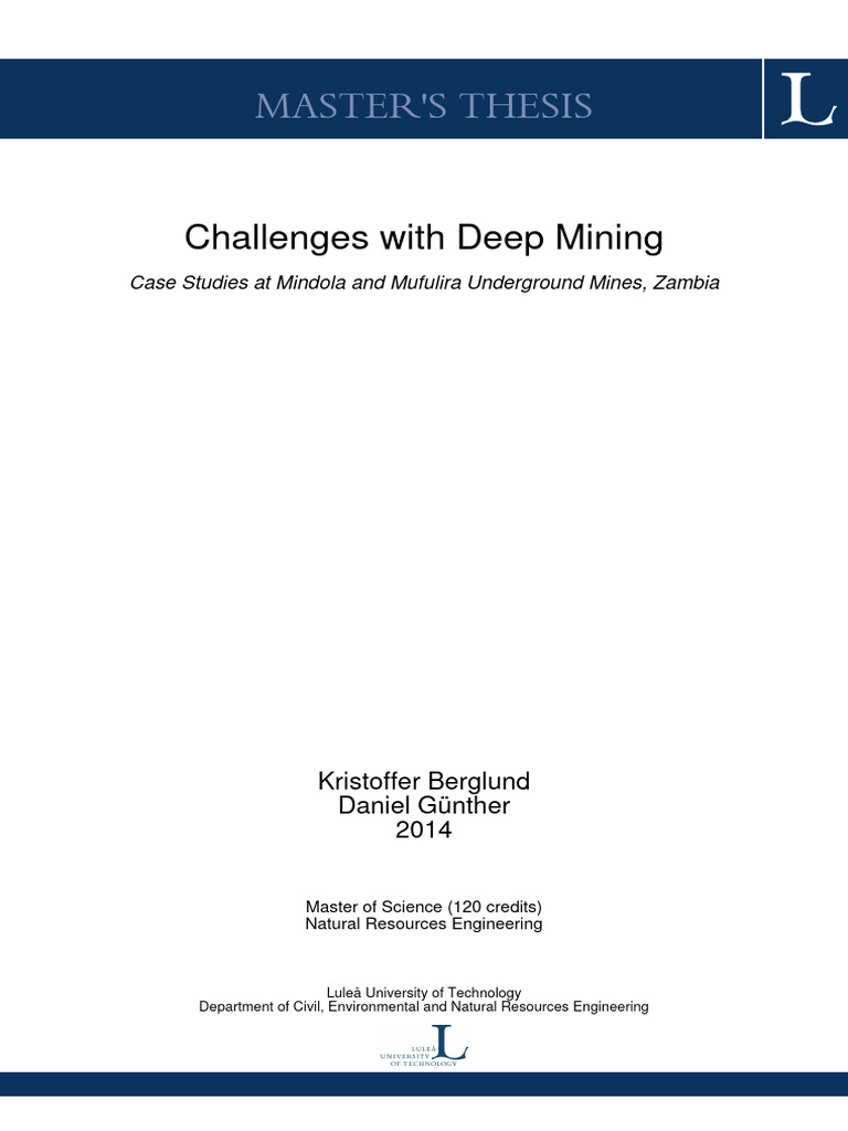 Challenges With Deep Mining - Case Studies at Mindola and Mufulira Underground Mines - Zambia ...