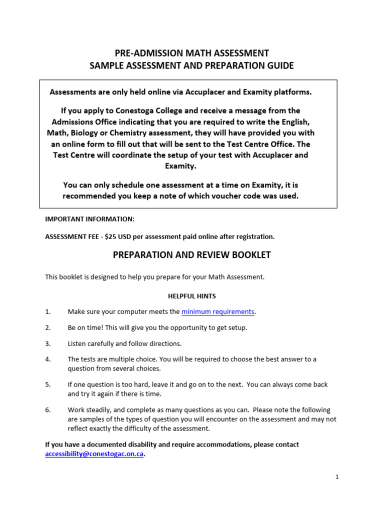 Pre Admission Math Assessment Sample | PDF | Mathematics | Multiple Choice