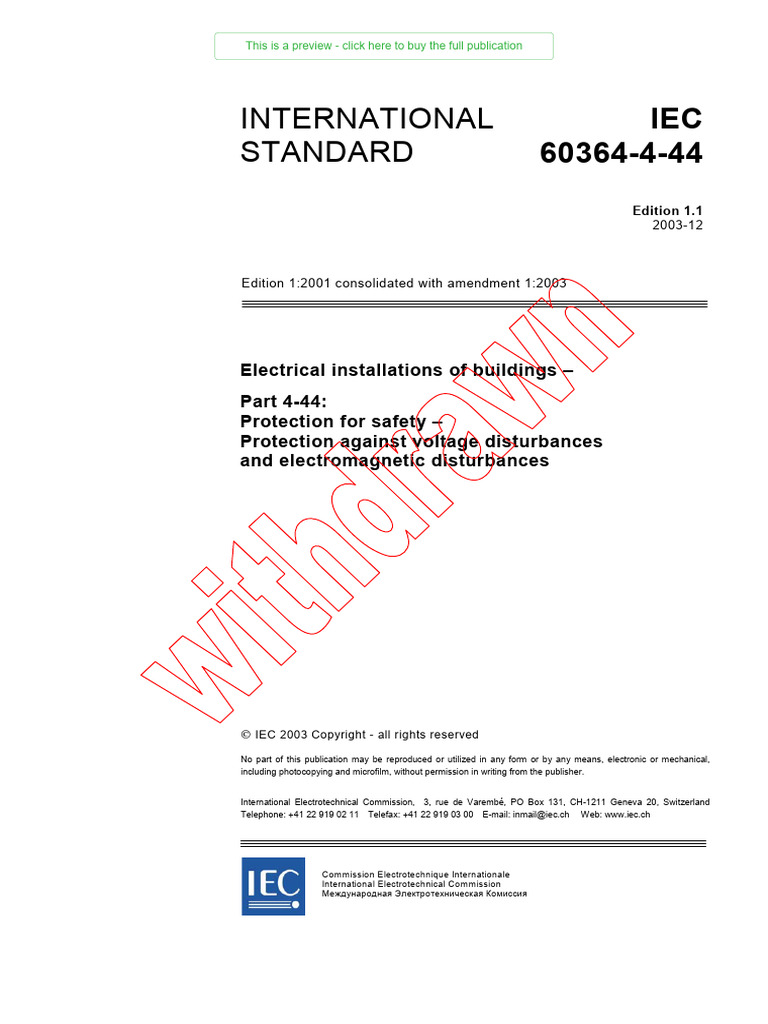 Info Iec60364-4-44 (Ed1.1) en D | PDF