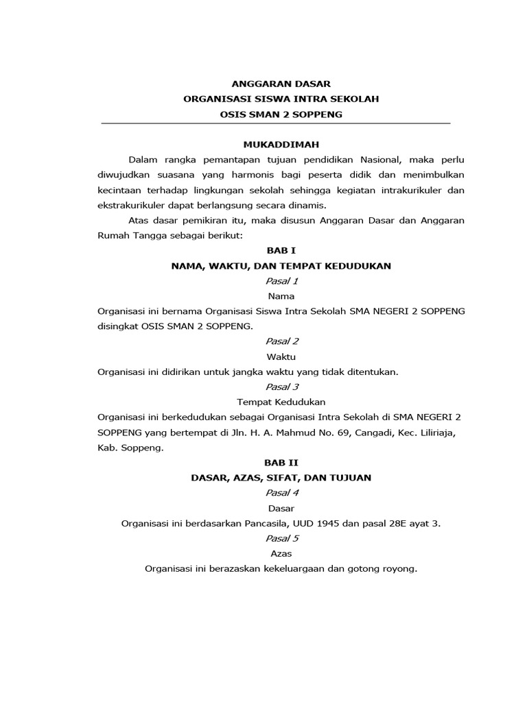 AD/ART OSIS SMAN 2 Soppeng | PDF