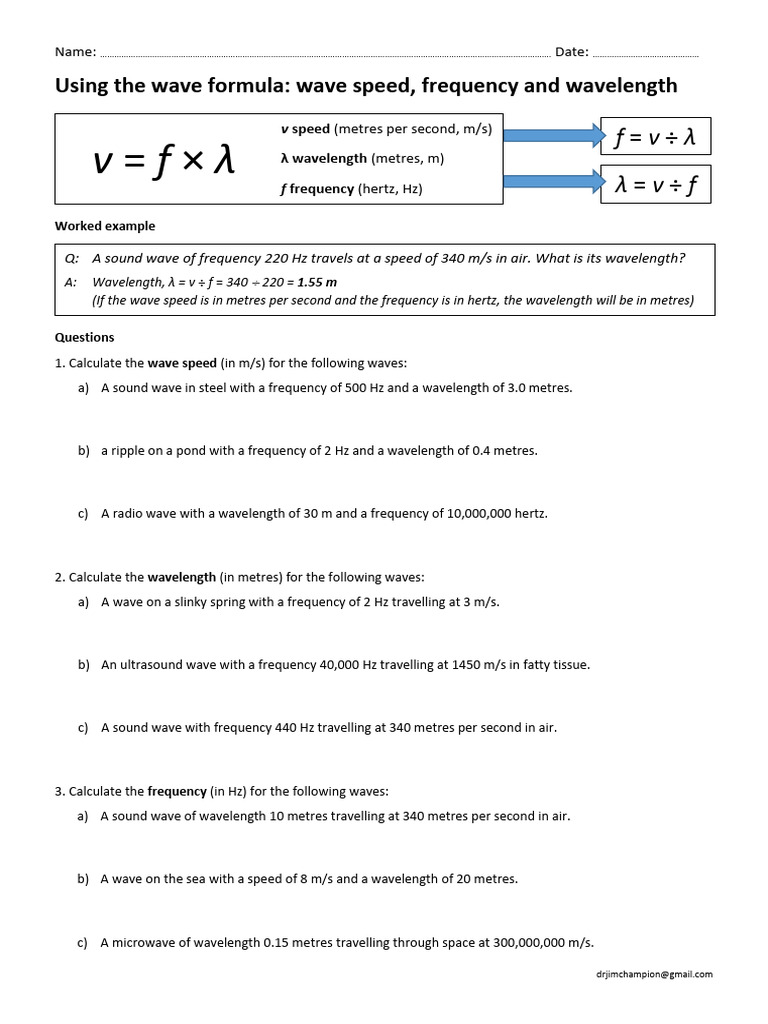 Wave Speed Calculation Practice | PDF | Teaching Methods & Materials ...