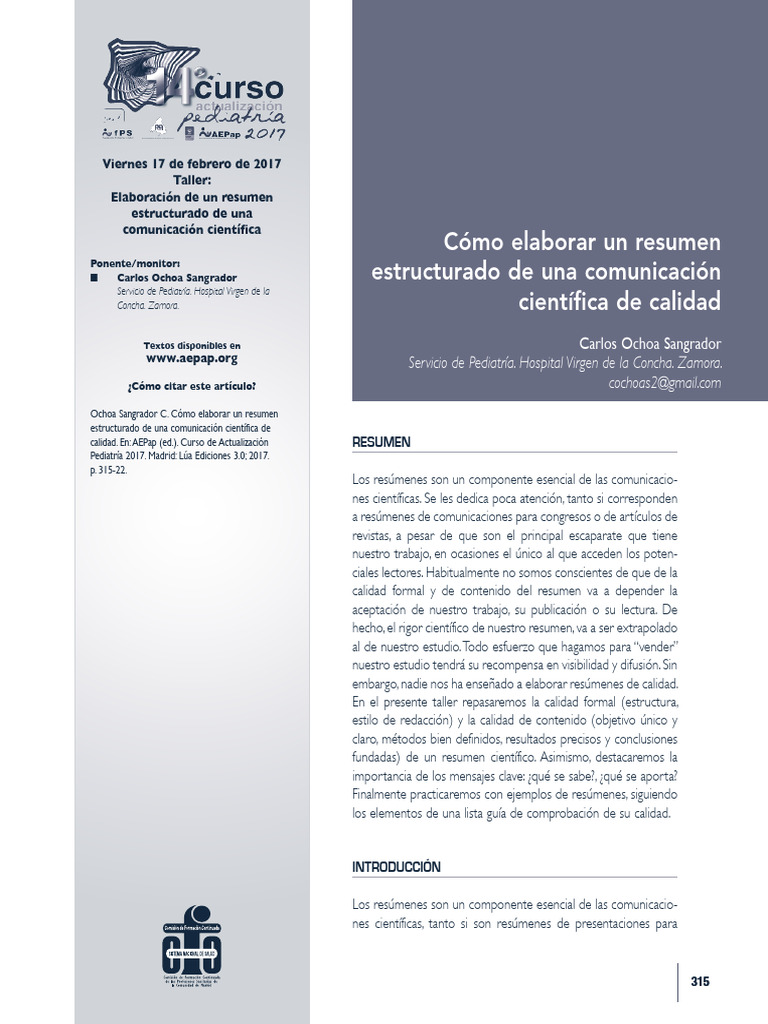 Ochoa Sangrador-Como Elaborar Un Resumen Estructurado | PDF | Sumario ...