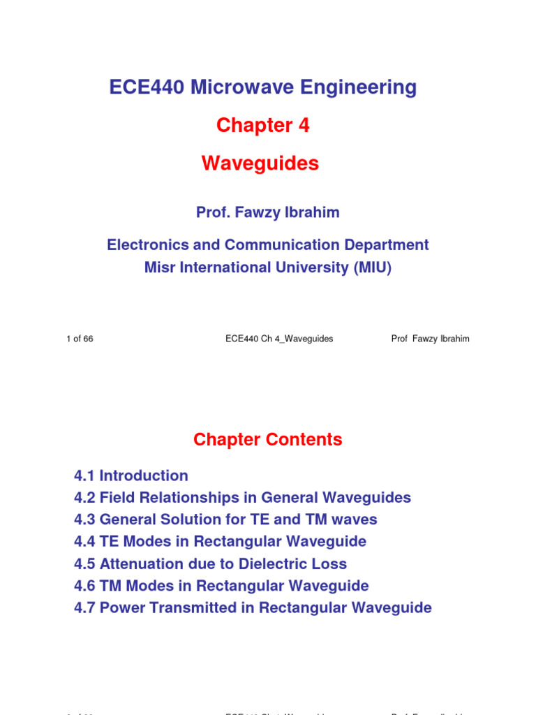 ECE440 MW Chapter 4 Waveguides | PDF | Waveguide | Transmission Line