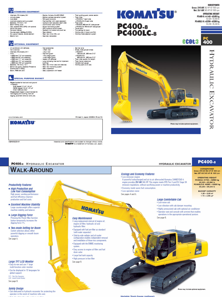 PC400 400LC-8 | PDF | Motor Oil | Horsepower