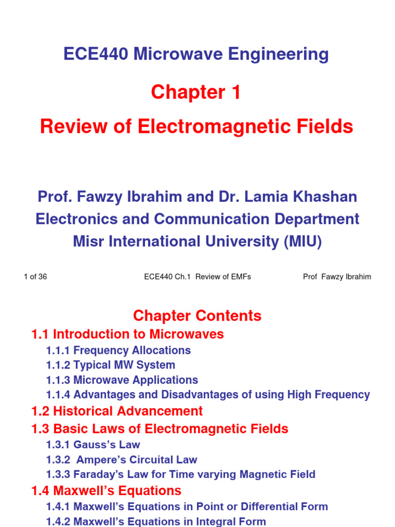 ECE440 MW Chapter_1_Review of EMF | PDF