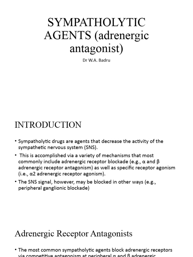 Sympatholytic Agents | PDF | Drugs Acting On The Nervous System ...