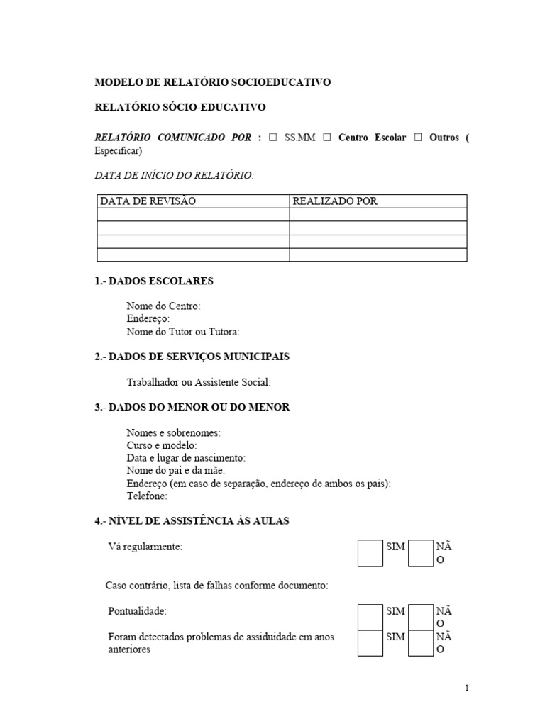 4 1 Modelo de Relatório Socioeducativo | PDF | Família | Exclusão social