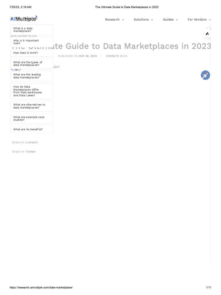 Data Marketplaces: 2023 Overview | PDF | Data | Marketing
