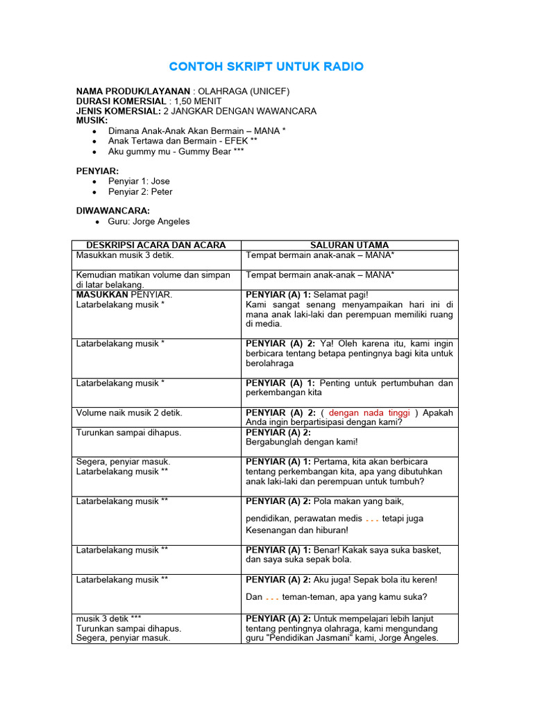 Contoh Skrip Radio | PDF