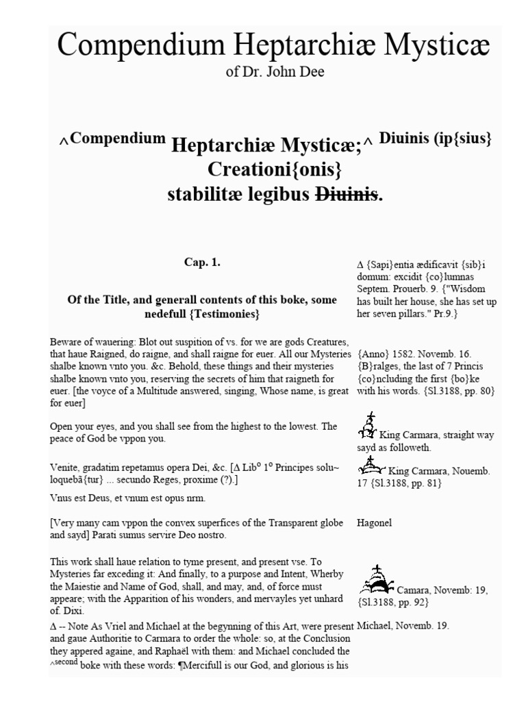 John Dee - Compendium Heptarchia Mystica English Version | PDF ...