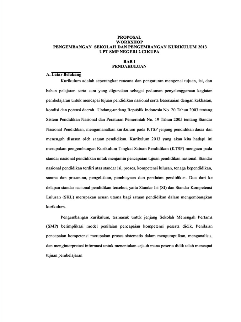 Contoh Proposal Workshop Kurikulum | PDF
