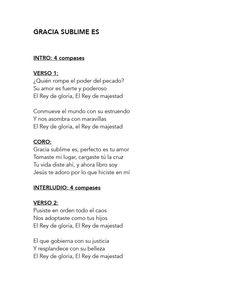 Gracia Sublime Es LETRA | PDF