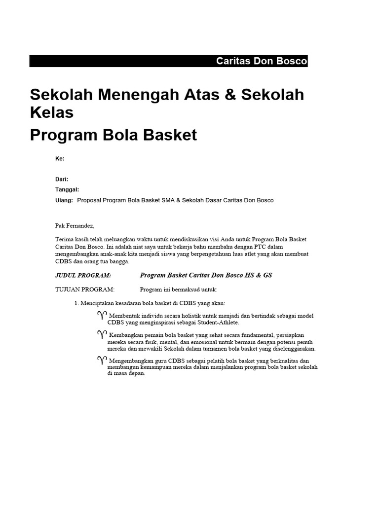 Contoh Proposal Program Bola Basket | PDF