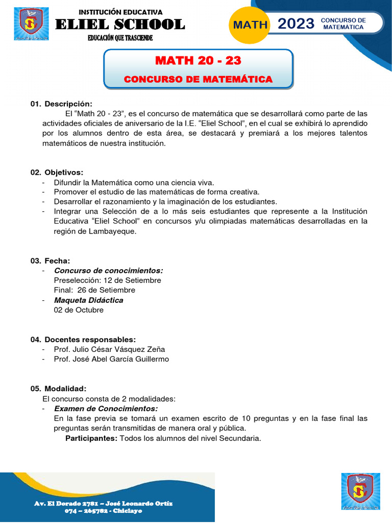 Concurso de Matemática | PDF | Álgebra | Aritmética