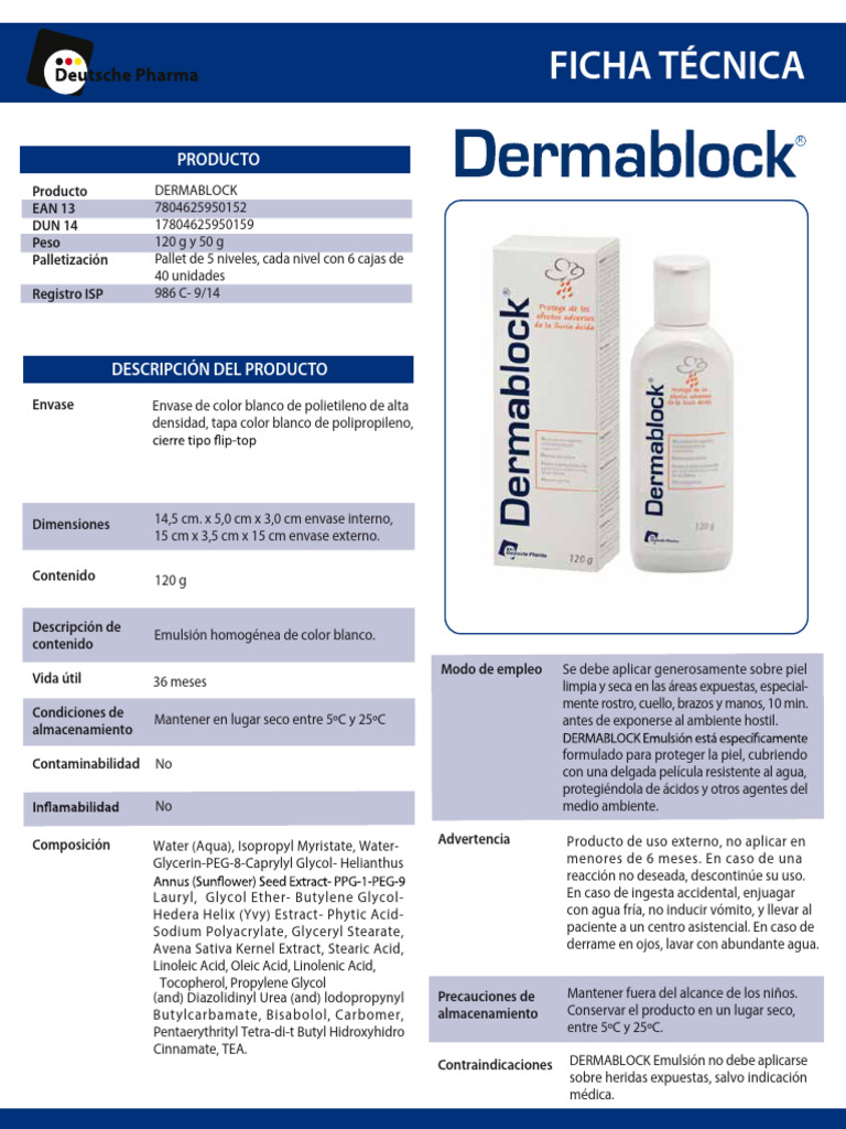 Dermablock: Fotoprotector Eficaz | PDF | Química | Sustancias químicas