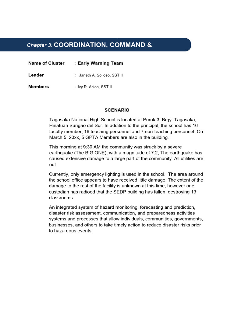 Chapter 3 A.5. Coordination Management of The Dead and Missing Cluster ...