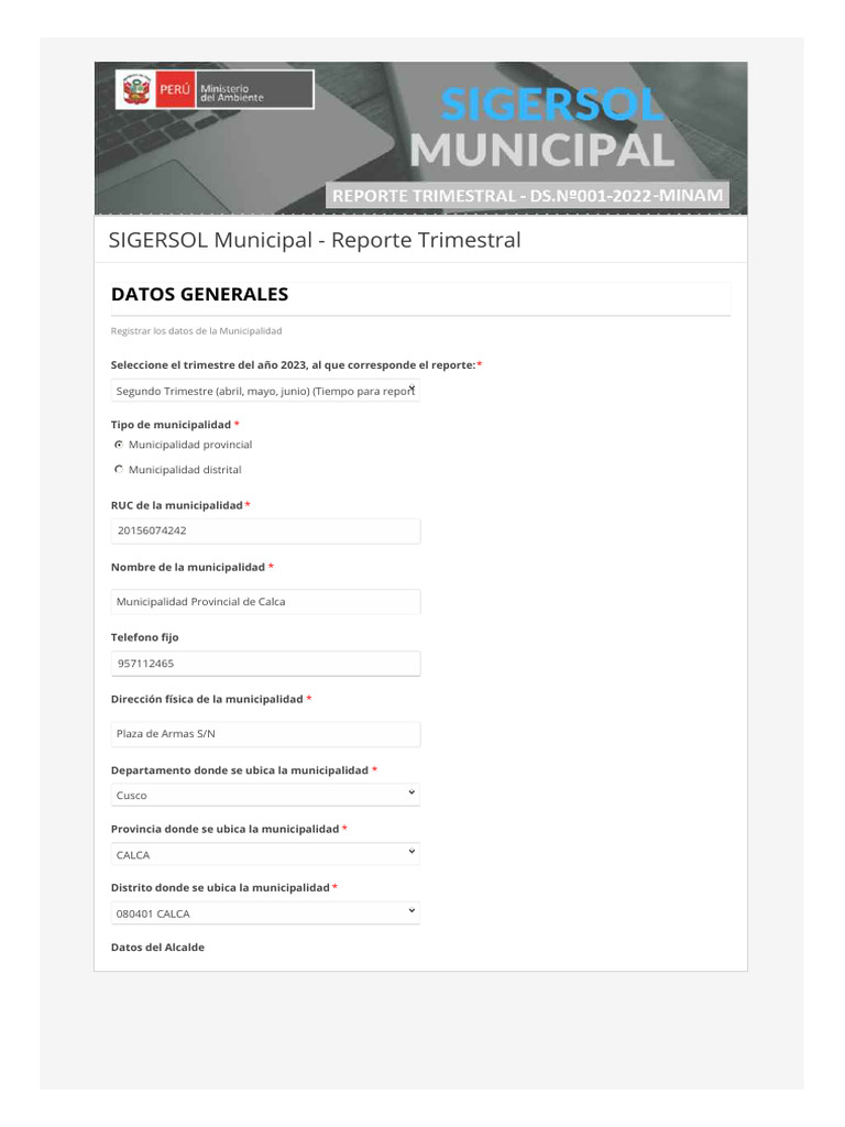 Siger Sol Municipal Report Et Rimes Tral | PDF | Residuos | Gobierno local