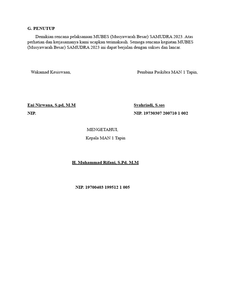 Penutup Proposal Mubes | PDF