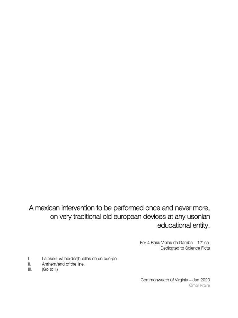 A Mexican Intervention To Be Performed Once and Never More, On Very ...