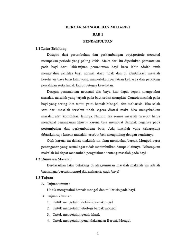 Bercak Mongol Dan Miliarisis | PDF