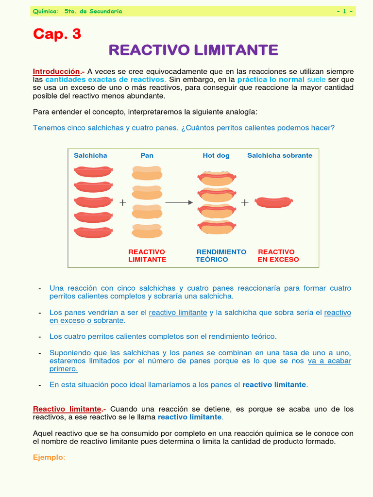Reactivo Limitante | PDF | Estequiometría | Reacciones químicas